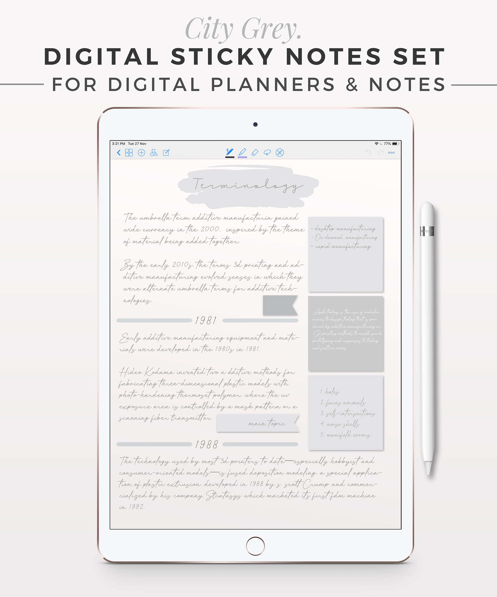 Paperly Planners - Beautiful, Productive. - CITY GREY Digital Sticky Notes