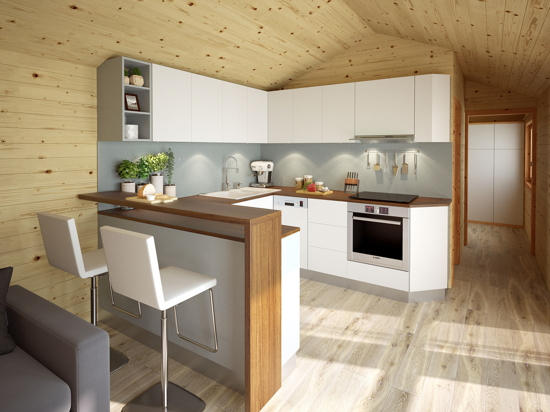 Vizualizace 3d - Maringotka - interiér / MobilHouse - interior