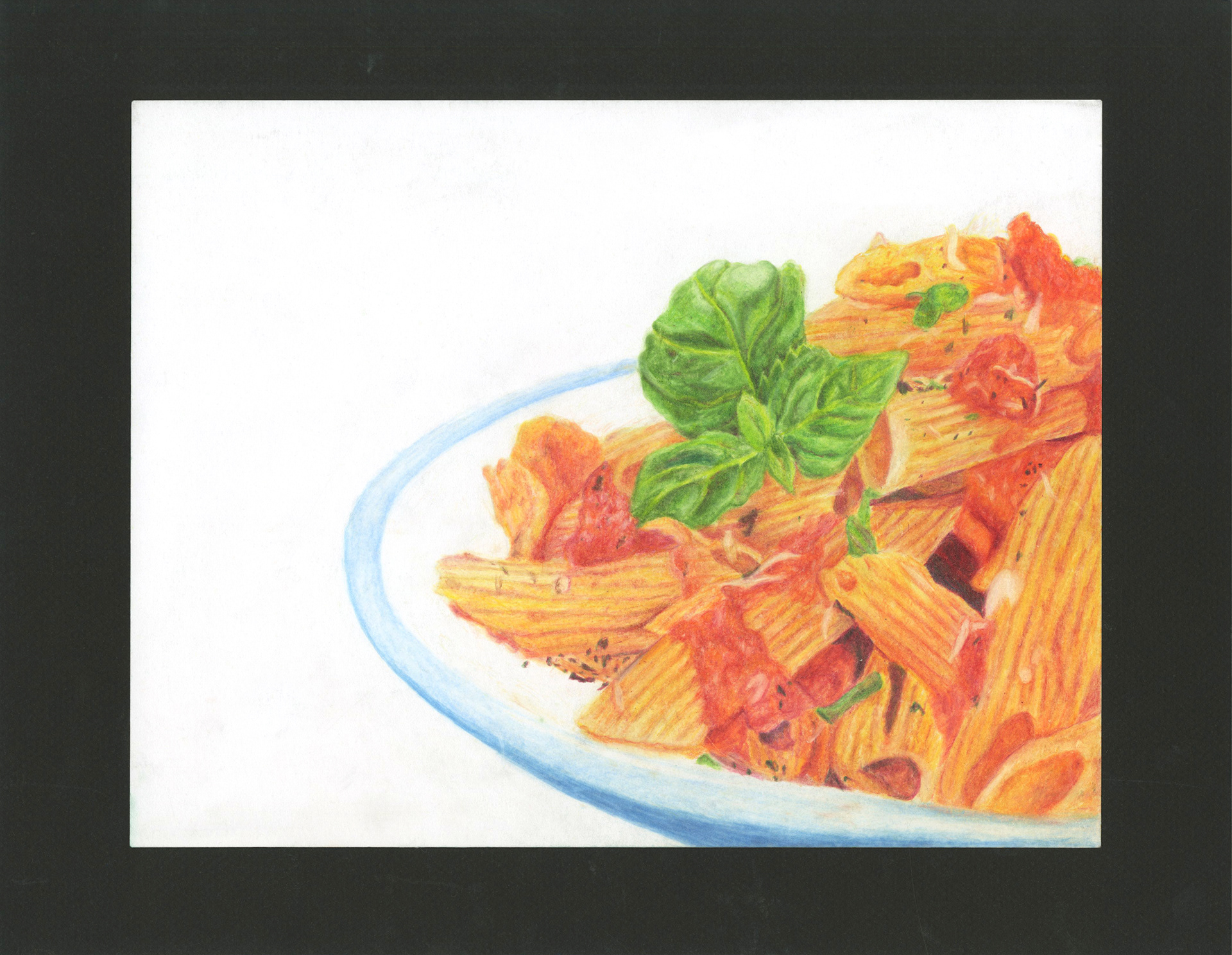 Hannah Jones - Drawing of Pasta in Colored Pencil