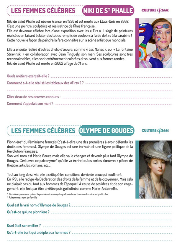 Culture Classe - Les femmes célèbres