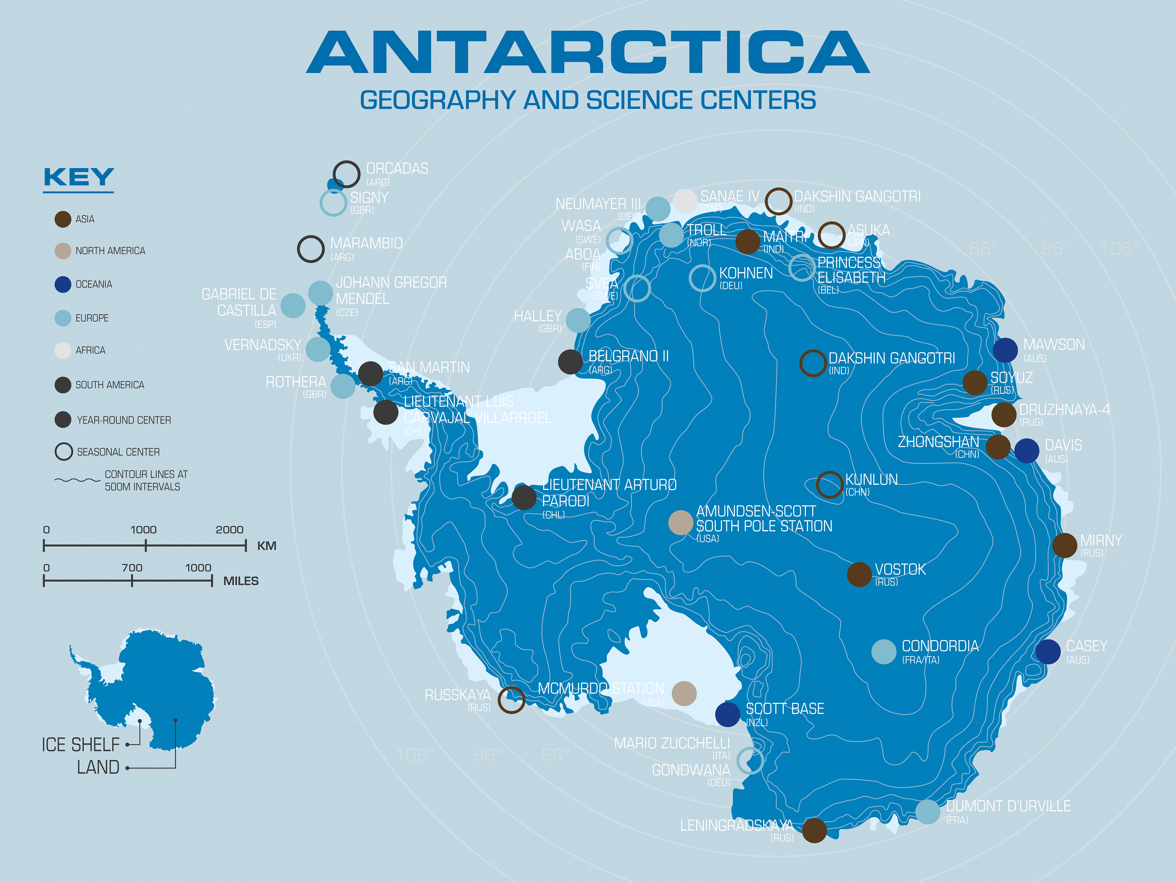 Large Detailed Map Of Antarctica Antarctic Region