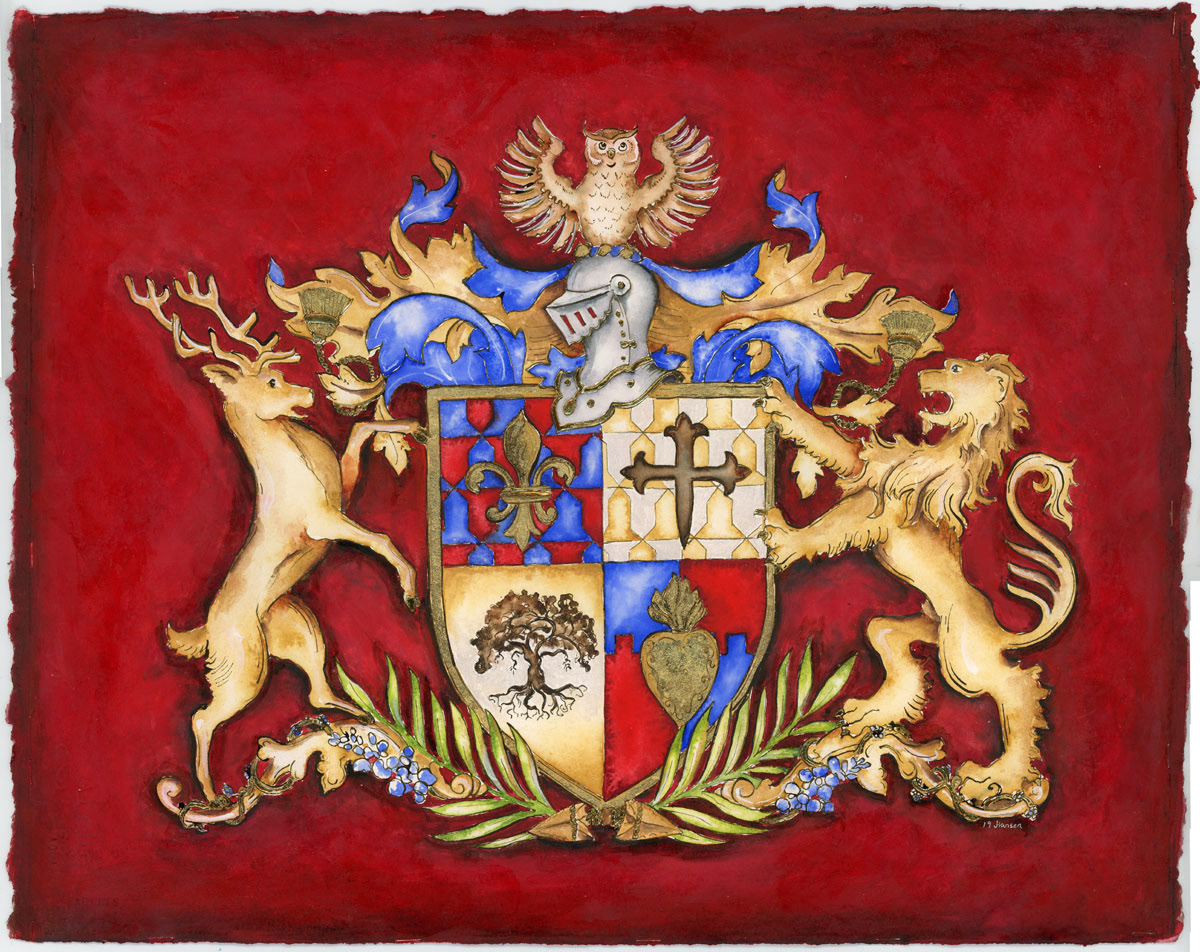 Hand painted family crests by Jamie Hansen - Family Crest with a Red ...